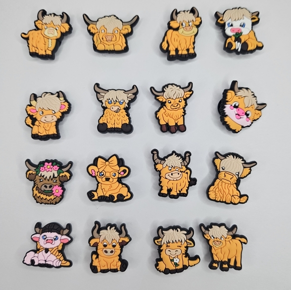 CROCS | Accessories | Highland Cow Croc Charm Set Of 6 Fluffy Cute Farm ...